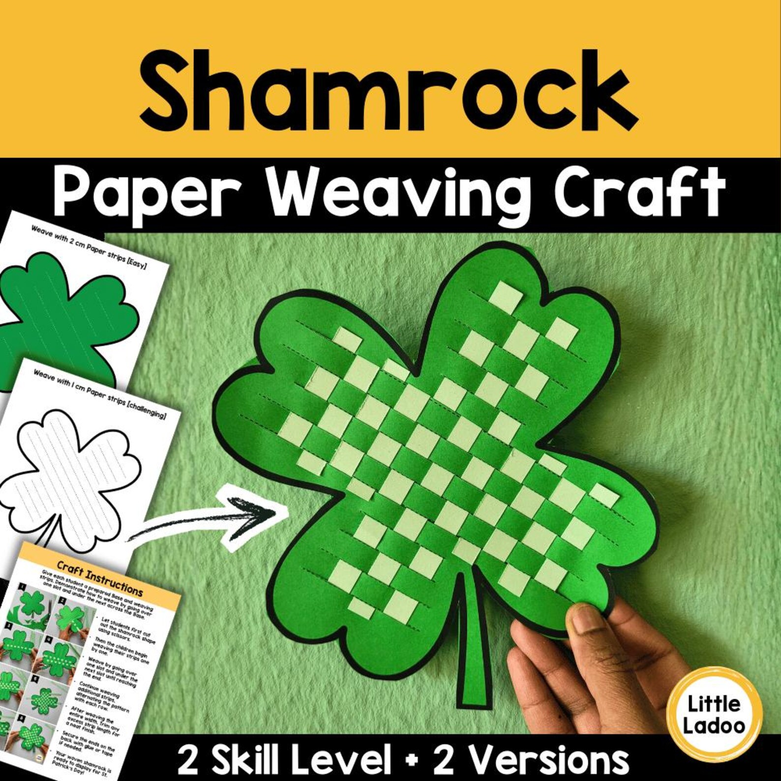 Shamrock Paper Weaving Craft | St Patrick’s Day Fine Motor Activity - Etsy