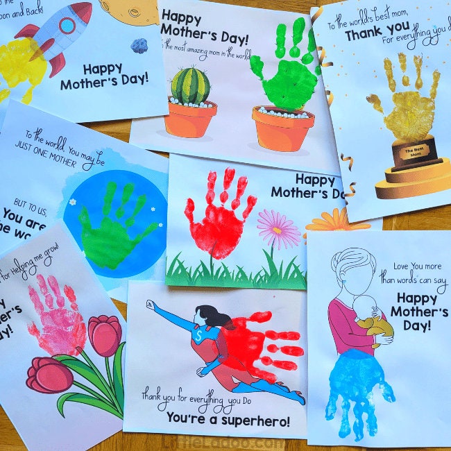 Mother's Day Handprint Art, Mother's Day Card Printable, DIY Mothers ...
