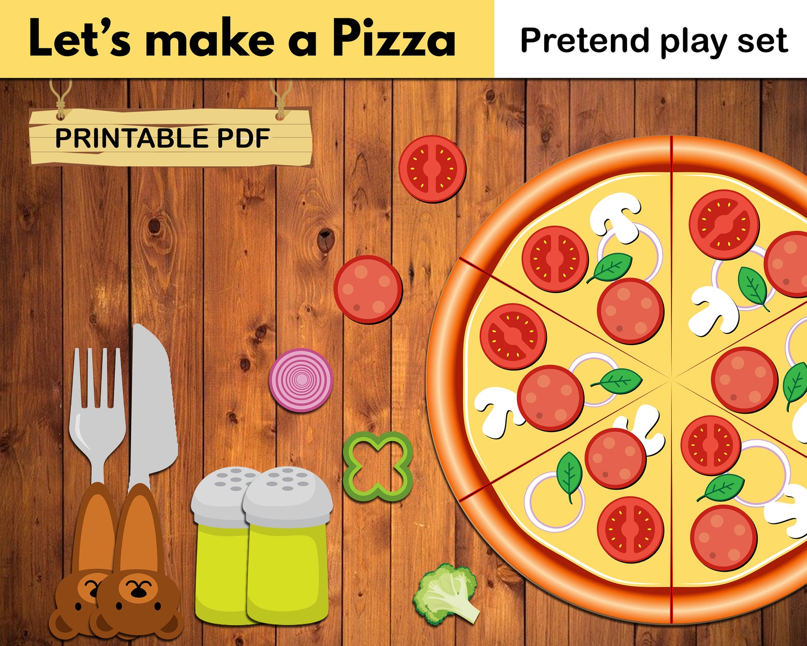 Printable Pizza Set- Make Your Own Pizza and Pretend Play, Pizza ...