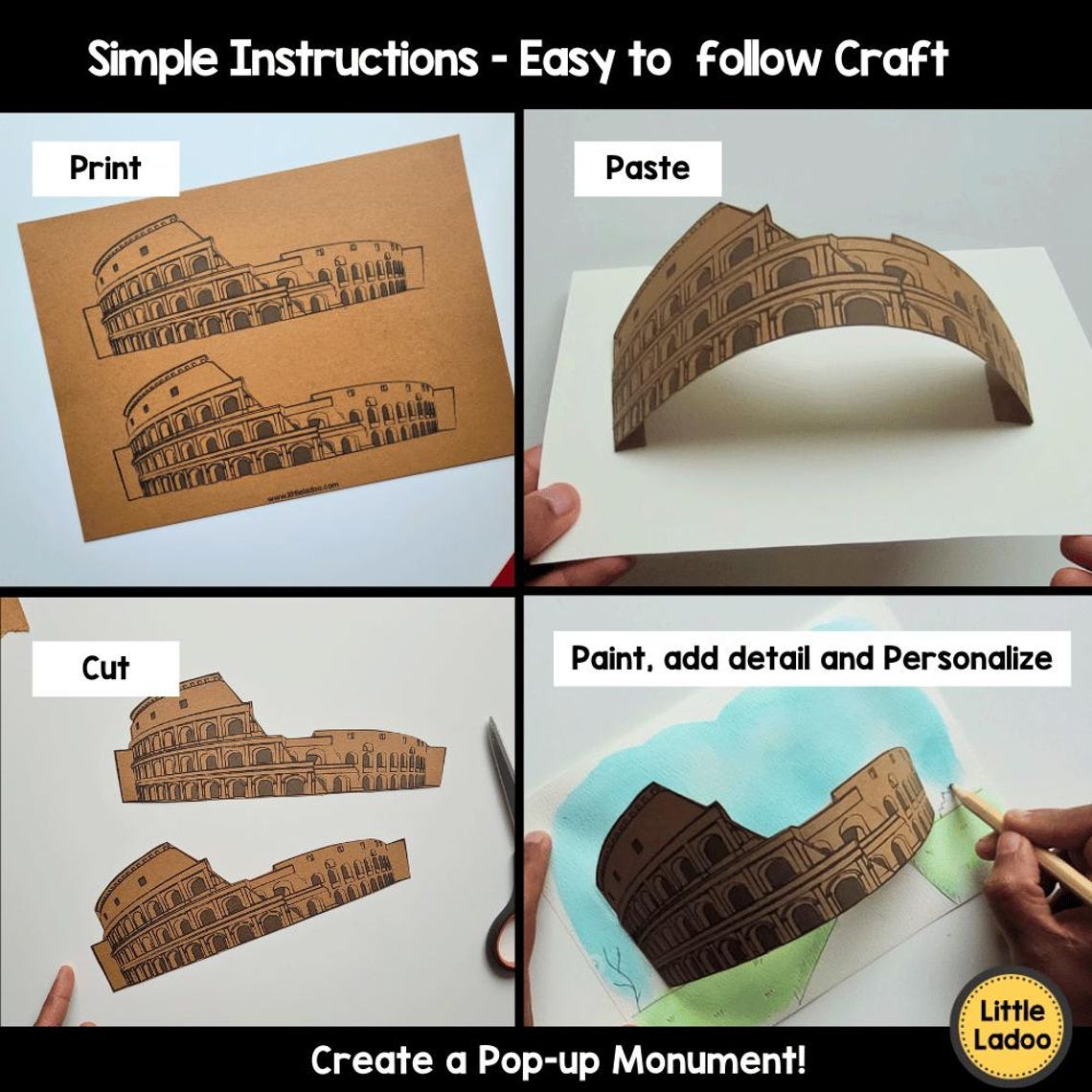Colosseum Craft Printable: 3D Pop-up Roman Monument (PDF) - Etsy
