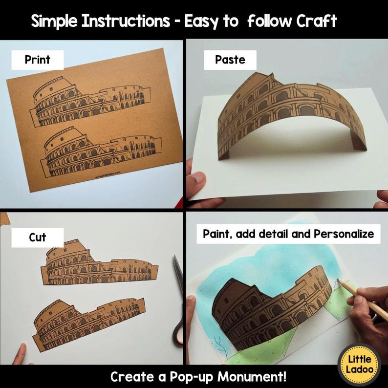 Colosseum Craft Printable: 3D Pop-up Roman Monument (PDF) - Etsy