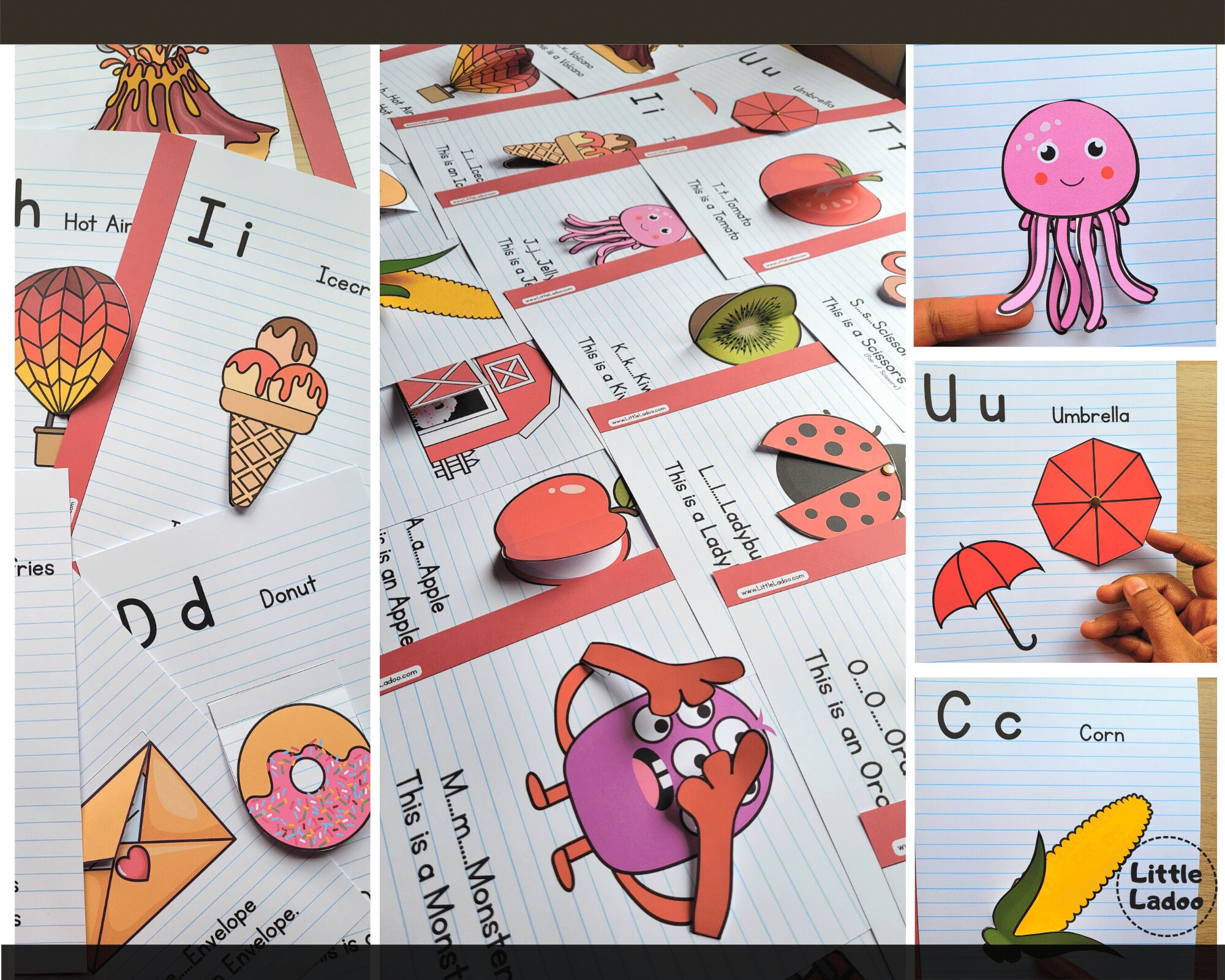 Interactive Alphabet Book, ABC Learning Book, Printable Quiet Book, 26 ...