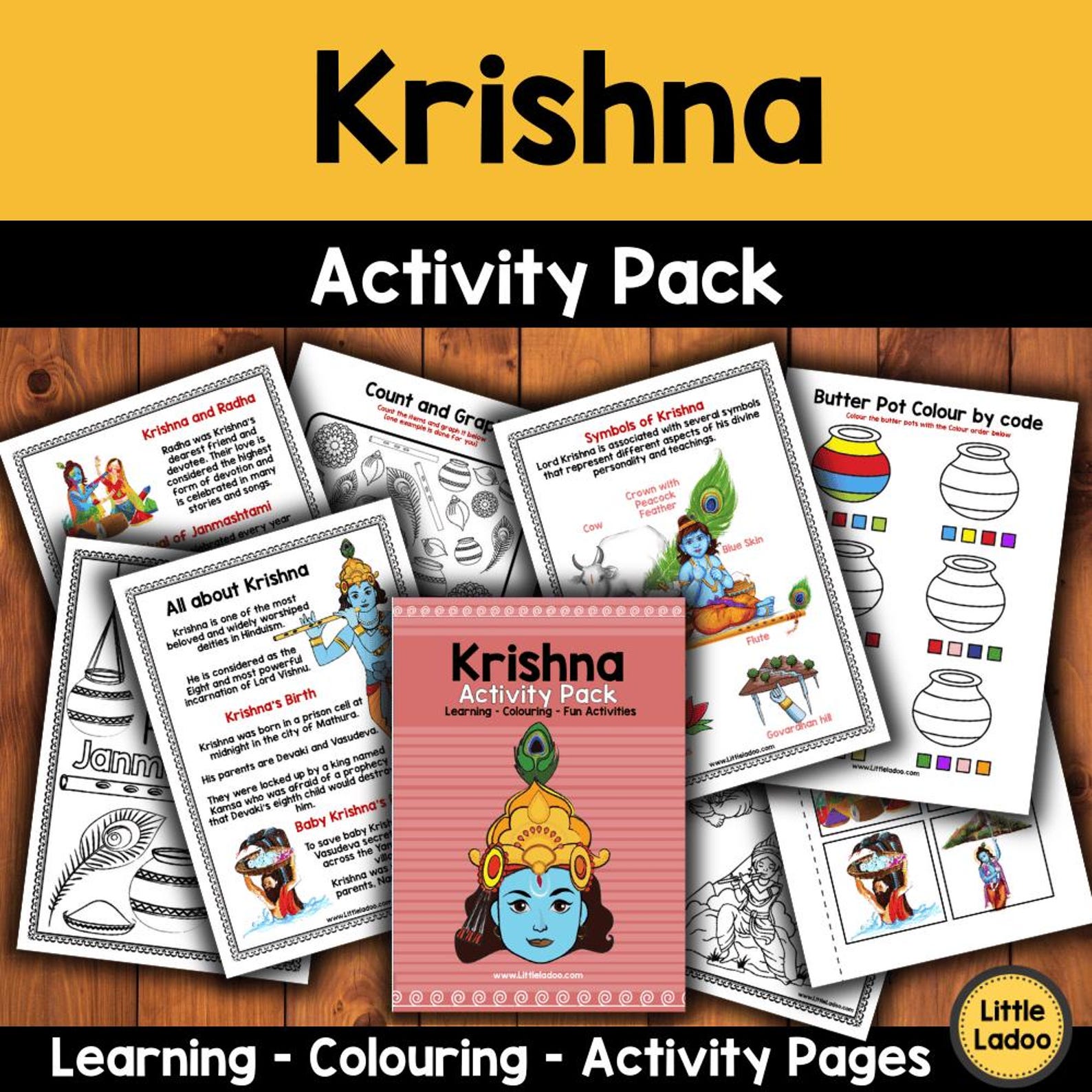 Krishna Activity Pack Printable, Kanmashtami Printable, Krishna ...