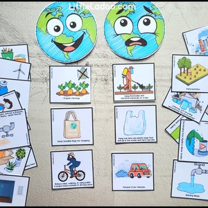Happy Earth Vs Sad Earth Sorting Cards, Earth Day Printable, Earth Day ...