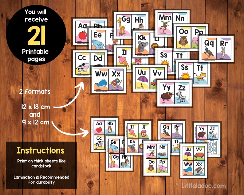 Alphabet Flashcards Printable 2 Sizes - Etsy