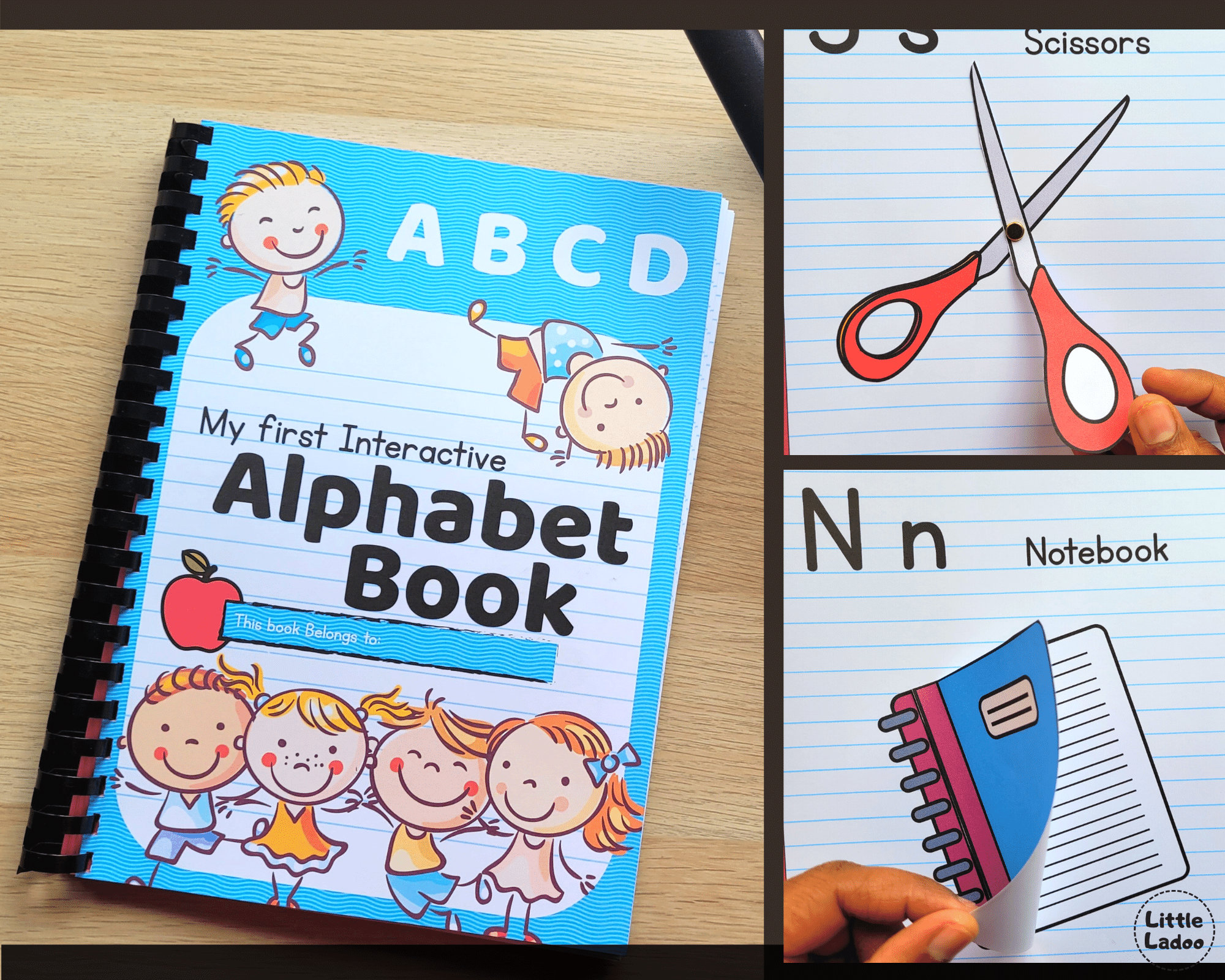 Interactive Alphabet Book, ABC Learning Book, Printable Quiet Book, 26 ...