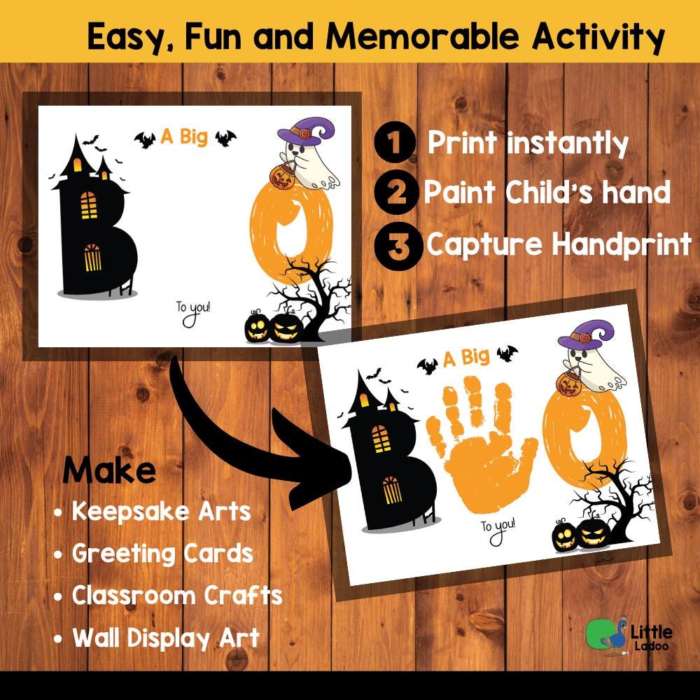 Halloween Handprint Art Printable: Kids Crafts, Cards (digital Download ...