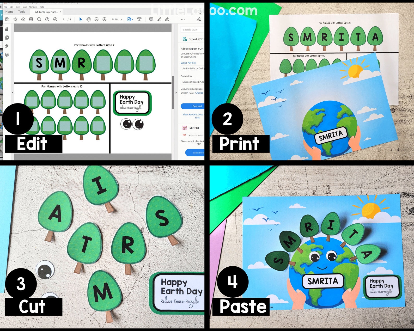 Earth Day Name Craft - Editable Printable - Etsy