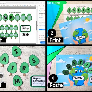 Earth Day Name Craft - Editable Printable - Etsy