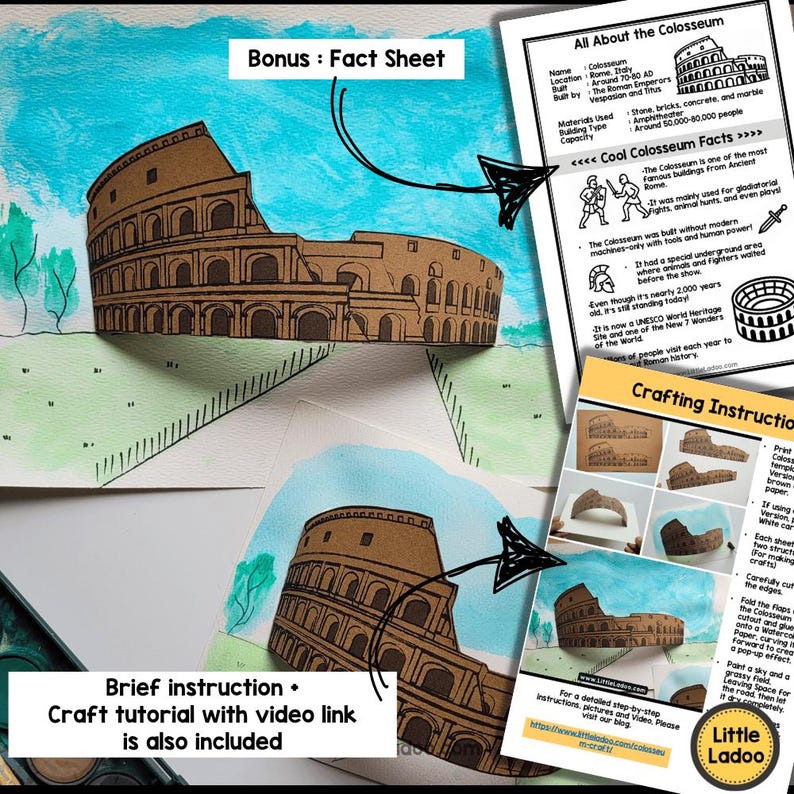 Colosseum Craft Printable: 3D Pop-up Roman Monument (PDF) - Etsy