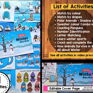 Winter Busy Book Printable, Toddler Learning Binder, Preschool Busy ...