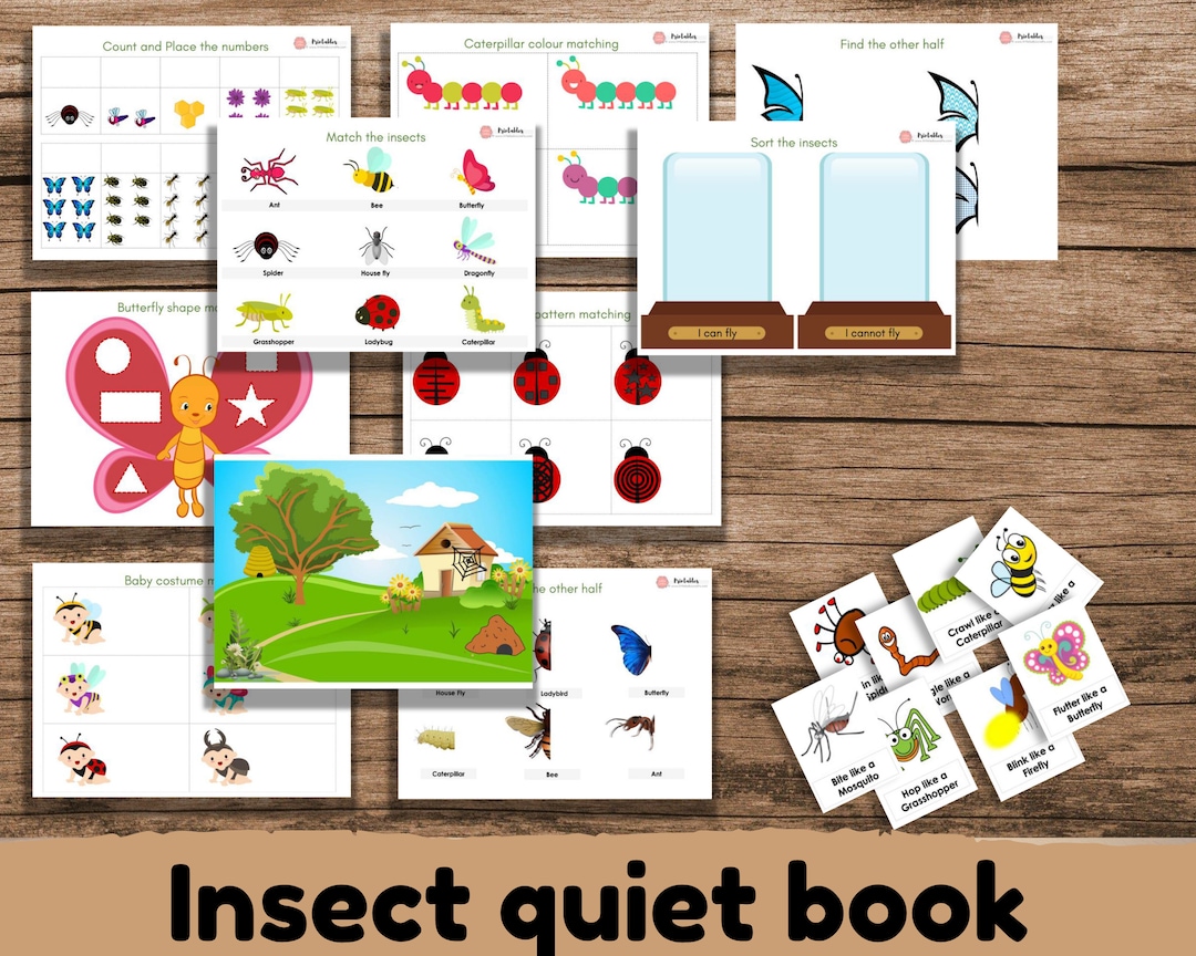 TODDLER BUSY BOOK, Printable Insect Quiet Book, Toddler Learning Binder ...