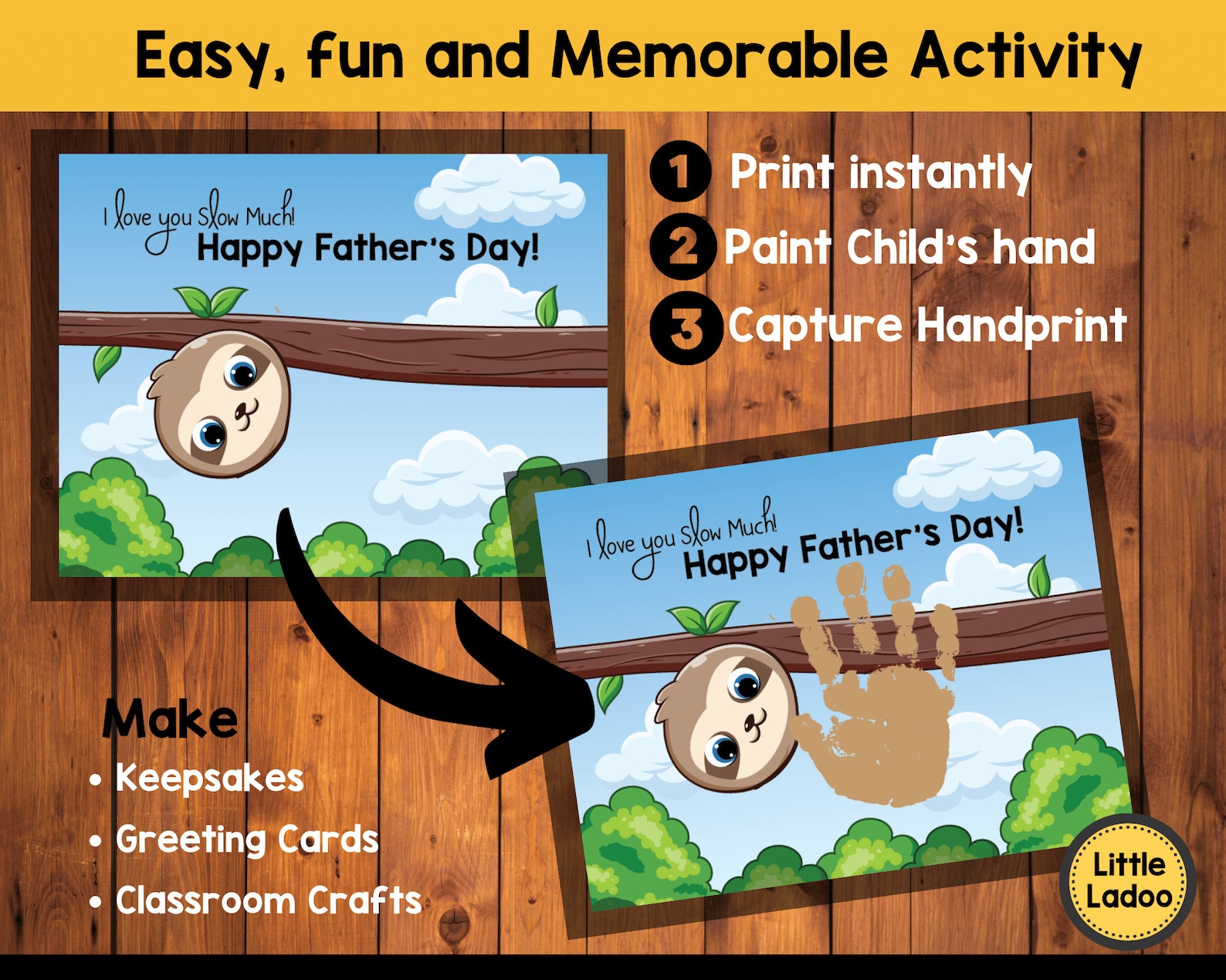 Father's Day Handprint Art, Father's Day Card Printable, DIY Fathers ...