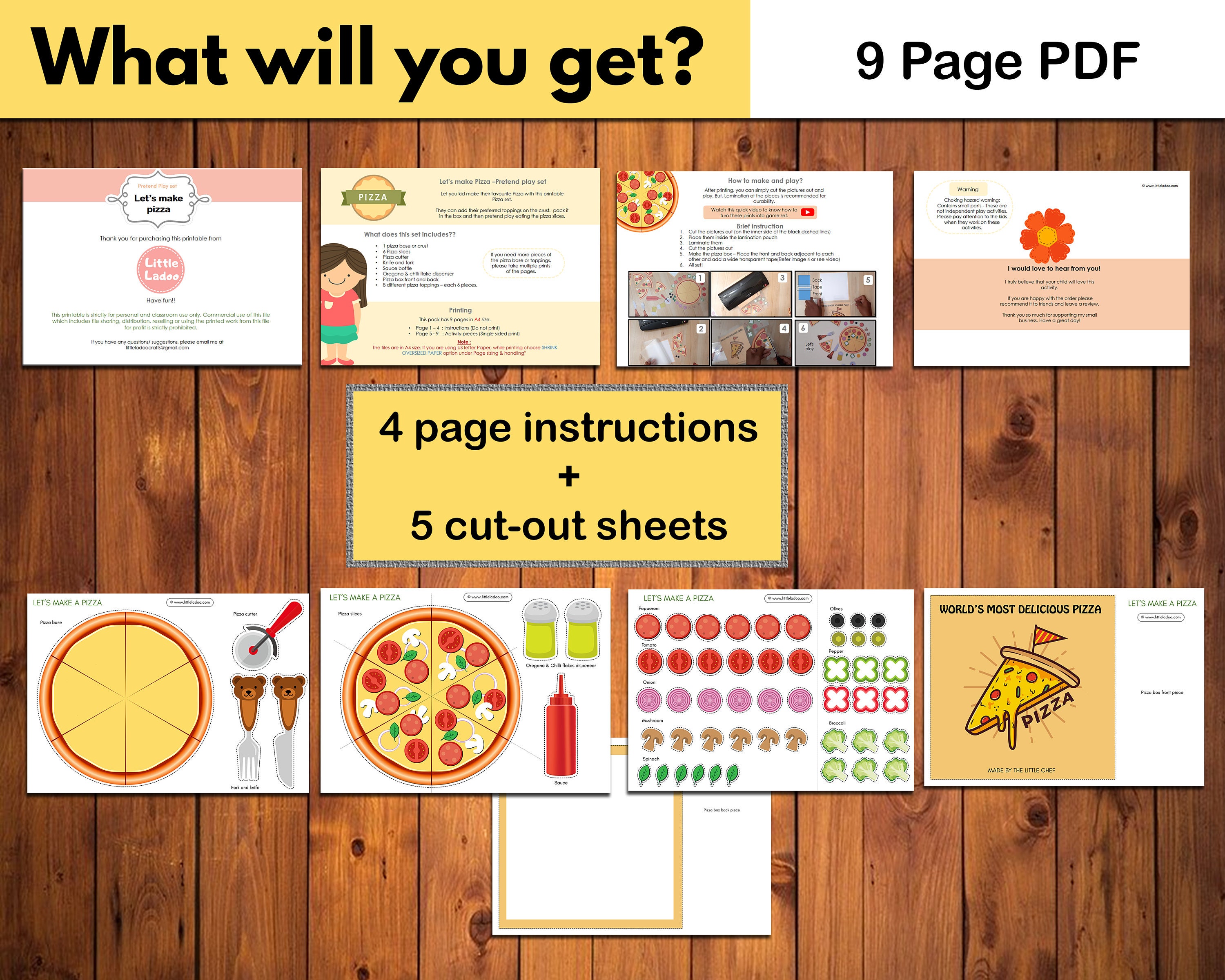 Printable Pizza Set- Make Your Own Pizza and Pretend Play, Pizza ...