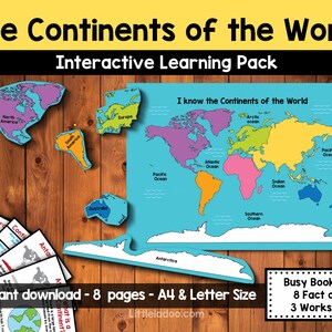 Continents Printable PDF, World Map Printable, Montessori Materials ...