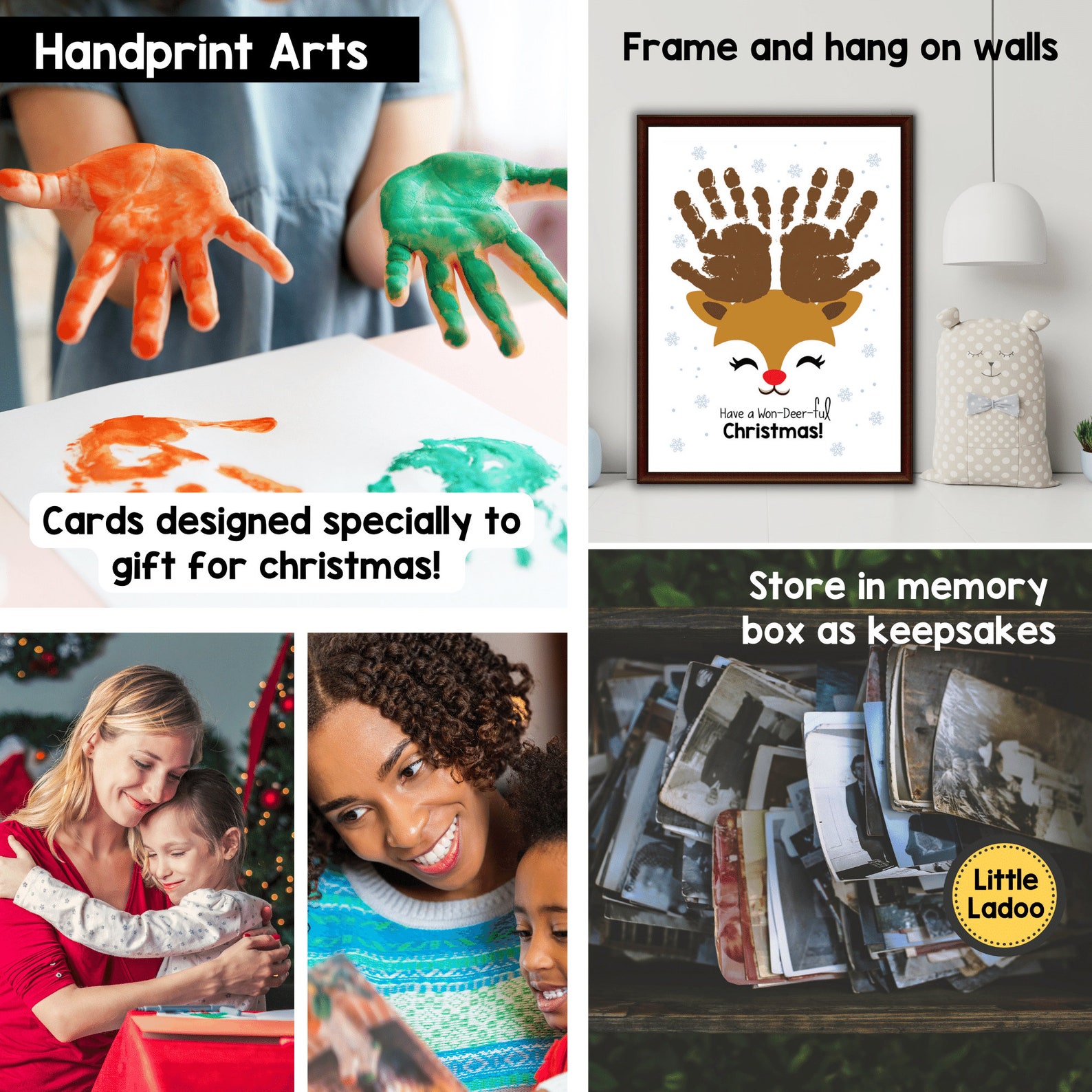 Christmas Handprint Art Printable, Christmas Handprint Craft Template ...
