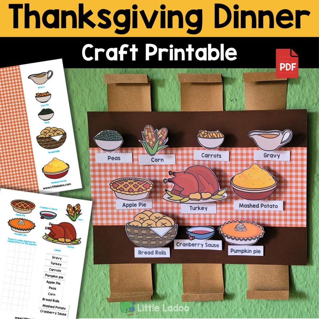 Thanksgiving Dinner Craft Printable - Etsy