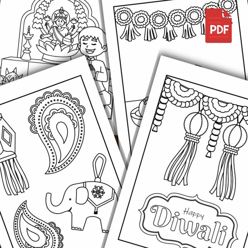 Diwali Colouring Pages Printable - Etsy