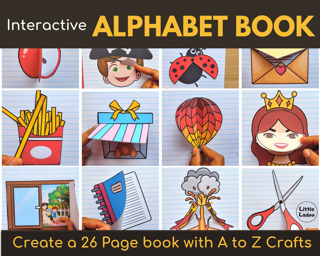 Interactive Alphabet Book, ABC Learning Book, Printable Quiet Book, 26 ...