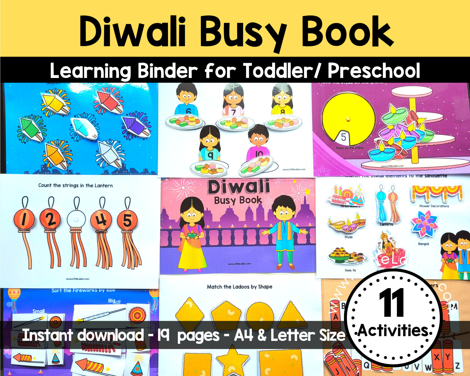 Diwali Busy Book Printable, Toddler Learning Binder, Diwali Activity ...