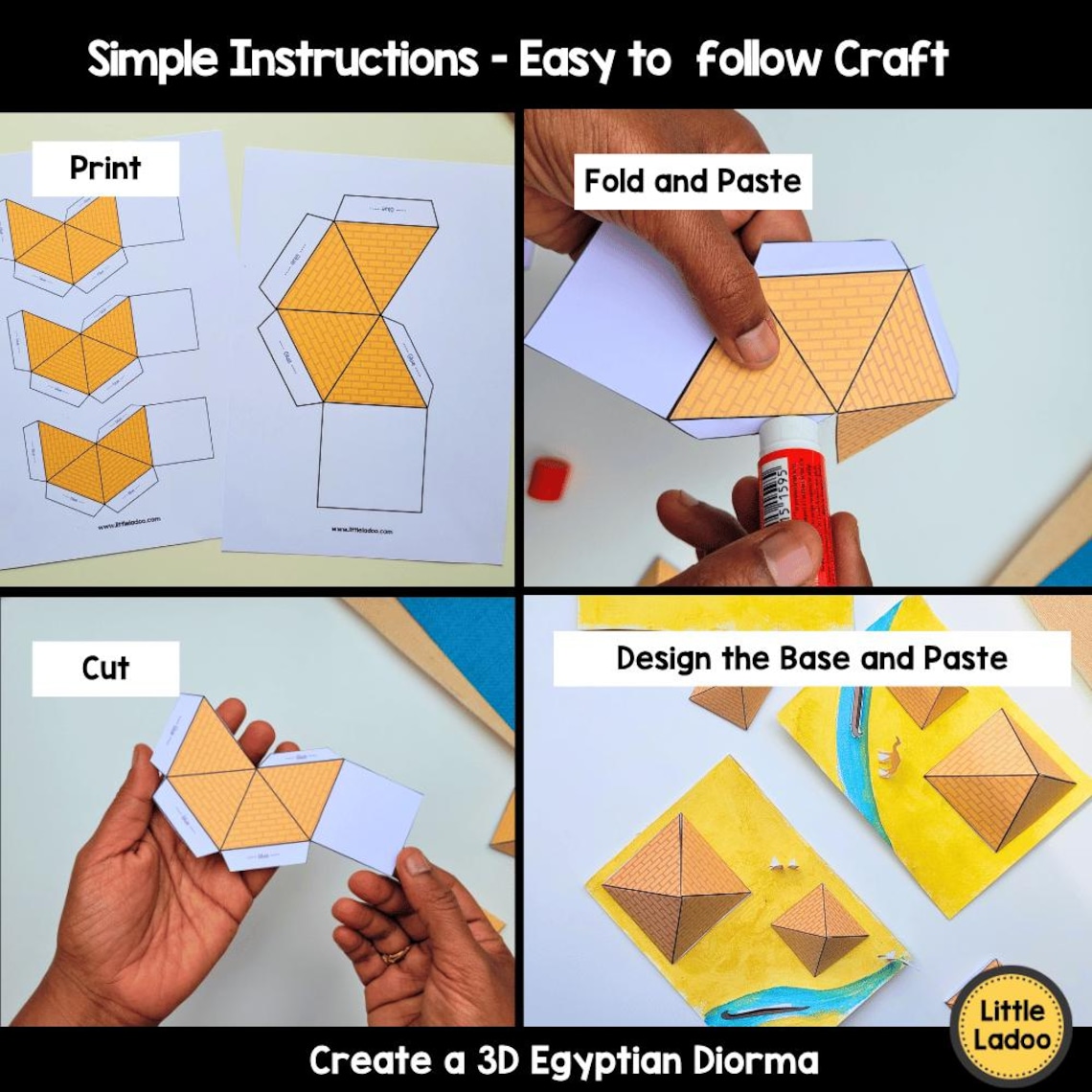 3D Egyptian Pyramid Model Craft Kit: History Printable for Kids - Etsy
