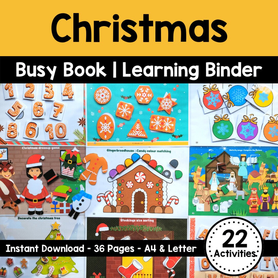Christmas Busy Book Printable, Activity Binder, Printable Quiet Book ...