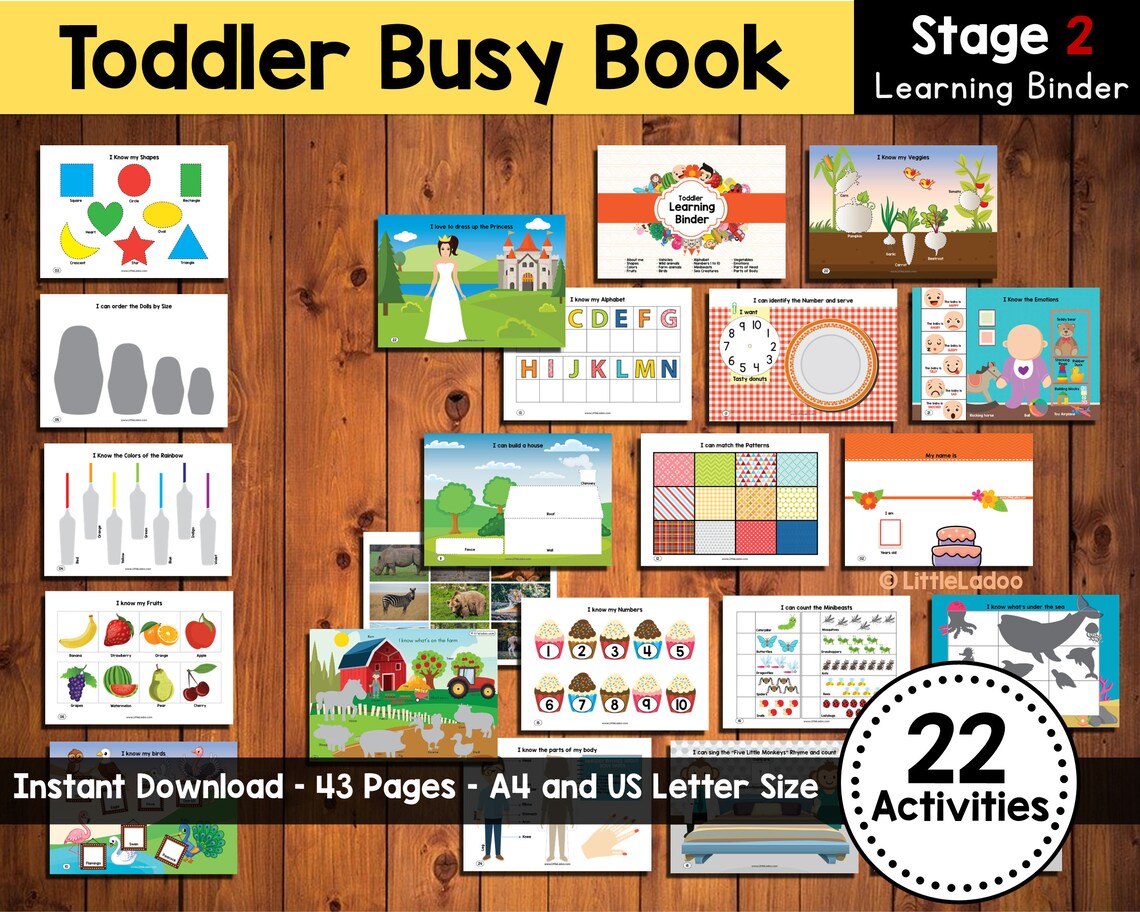 Toddler Busy Book Toddler Learning Binder Learning Folder - Etsy