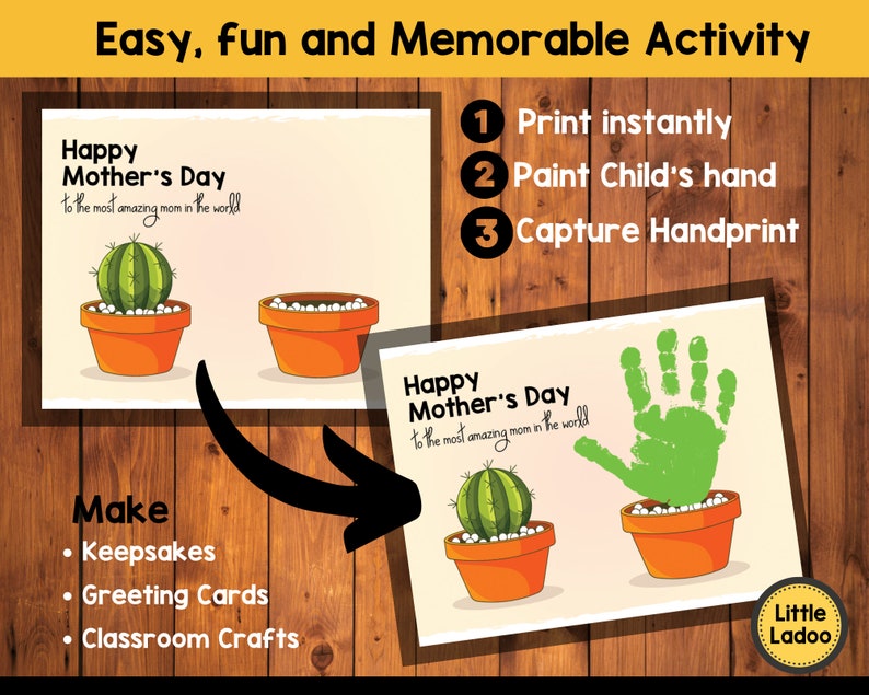Mother's Day Handprint Art, Mother's Day Card Printable, DIY Mothers ...