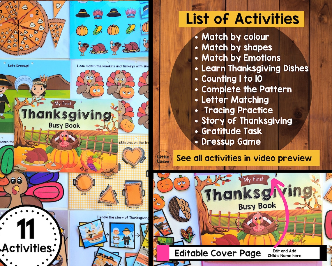 Thanksgiving Busy Book Printable Learning Binder - Etsy