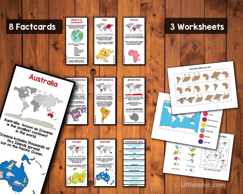 Continents Printable PDF World Map Printable Montessori - Etsy