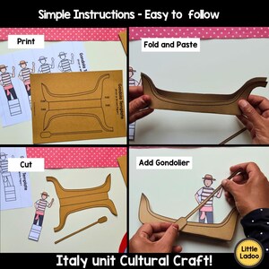Venice Gondola Craft Printable, Italy Craft Activity for Kids, Italy ...