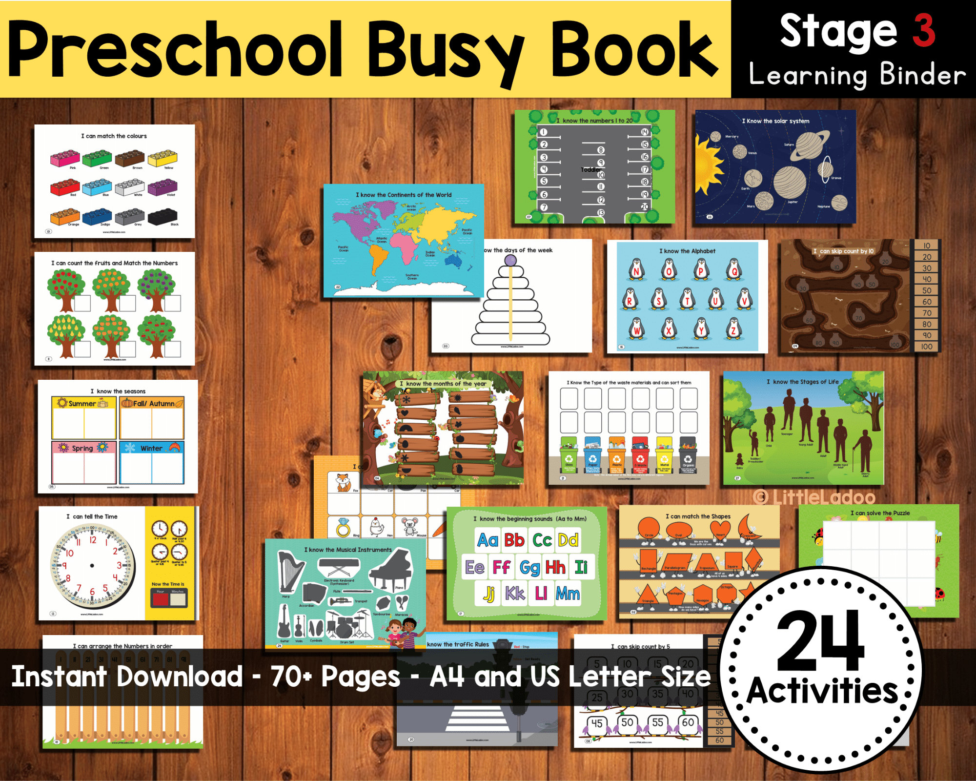 Preschool Busy Book Printable - Morning Binder, Preschool Learning ...