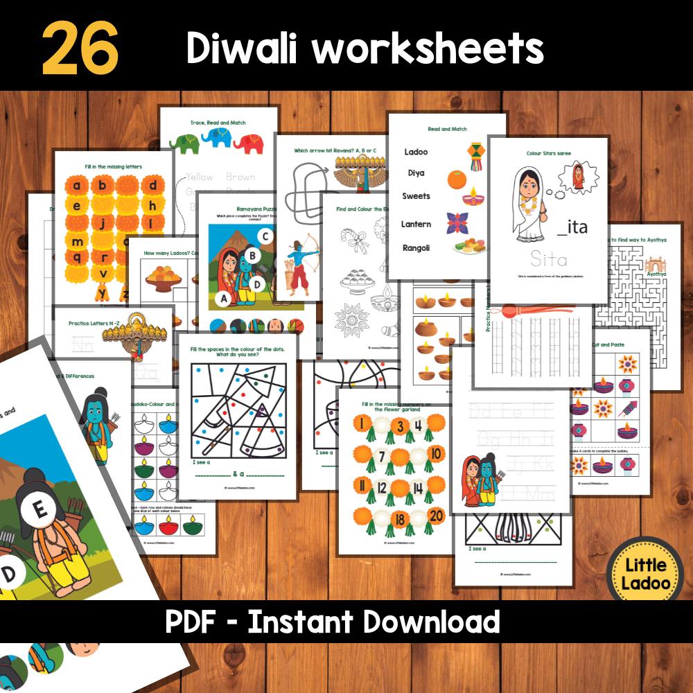 Diwali Activity Pack Printable - Diwali Worksheets, Colouring Pages ...