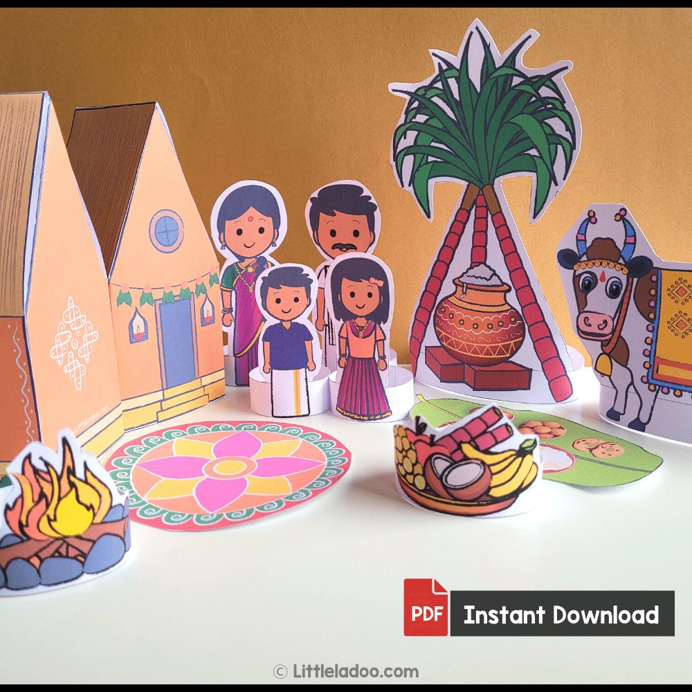 Pongal 3D Craft, Pongal Scene Printable, Pongal Craft for Kids - Etsy