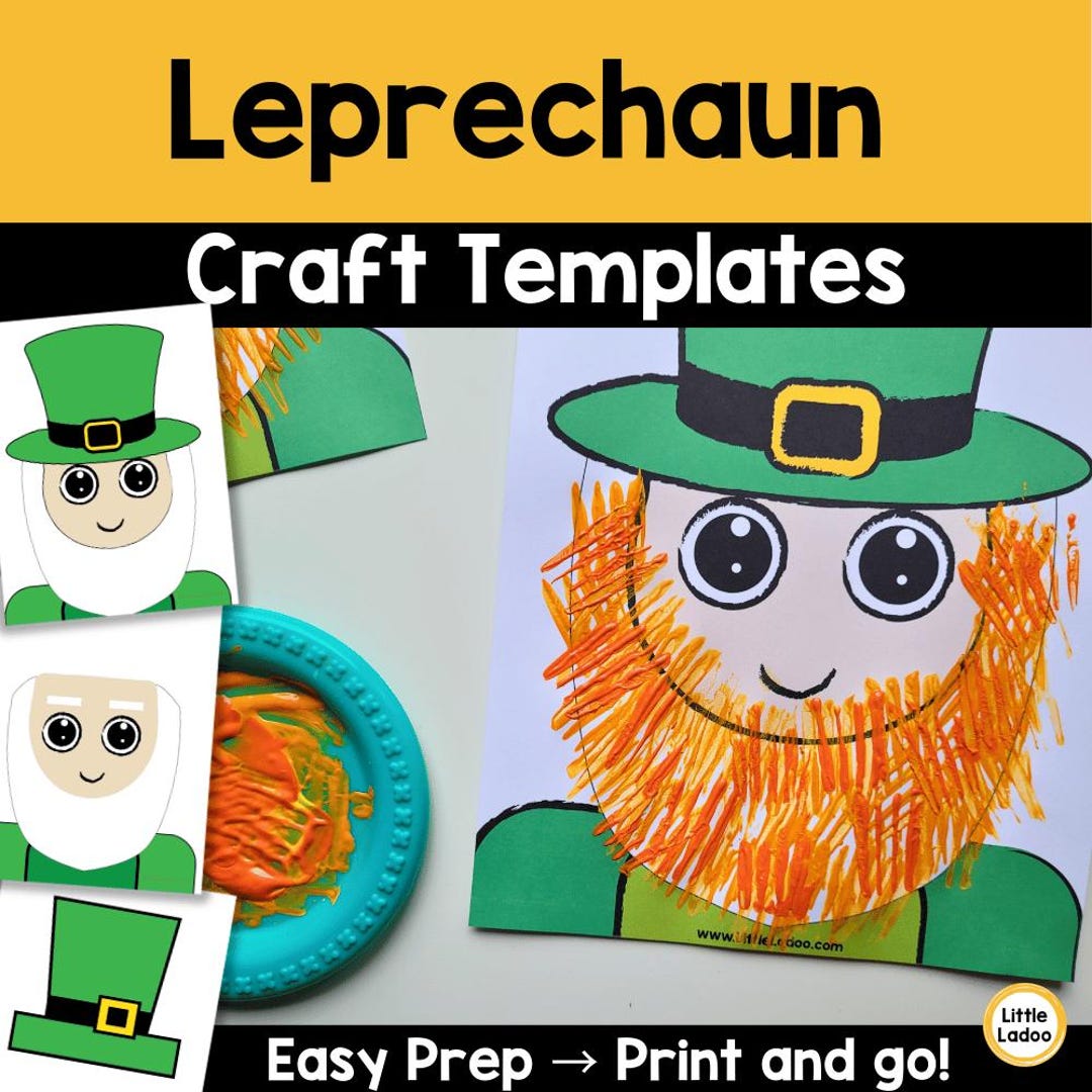 Leprechaun Craft Templates Printable, St Patrick's Day Kids Craft, Fine ...