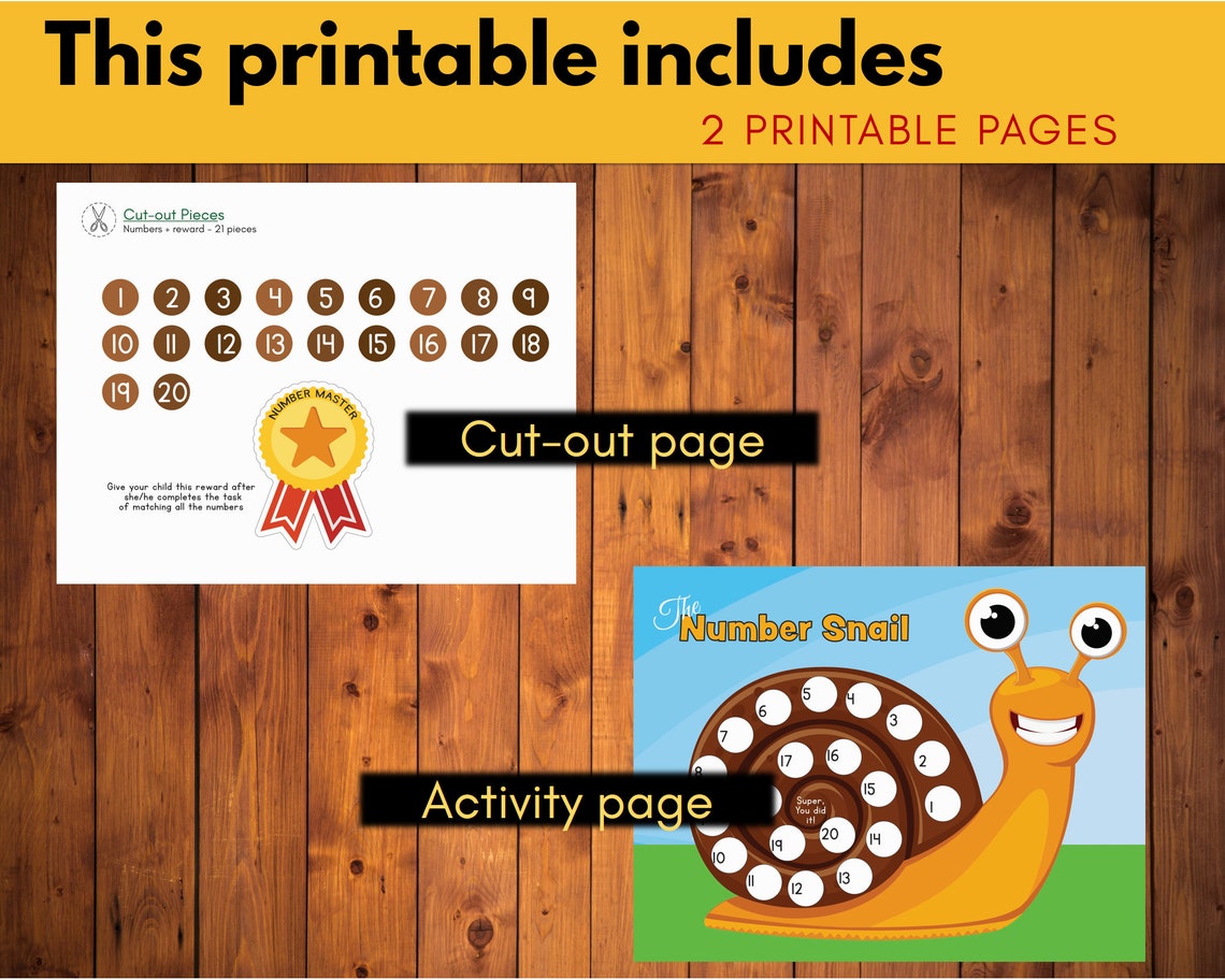 Number Matching Printable Busy Book Page Fun Snail Interactive Activity ...