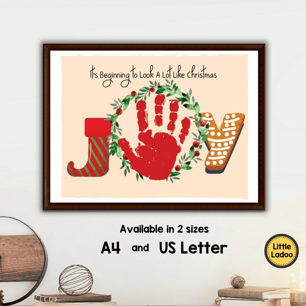 Christmas Handprint Art Printable, Christmas Handprint Craft Template ...