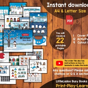 Winter Busy Book Printable, Toddler Learning Binder, Preschool Busy ...