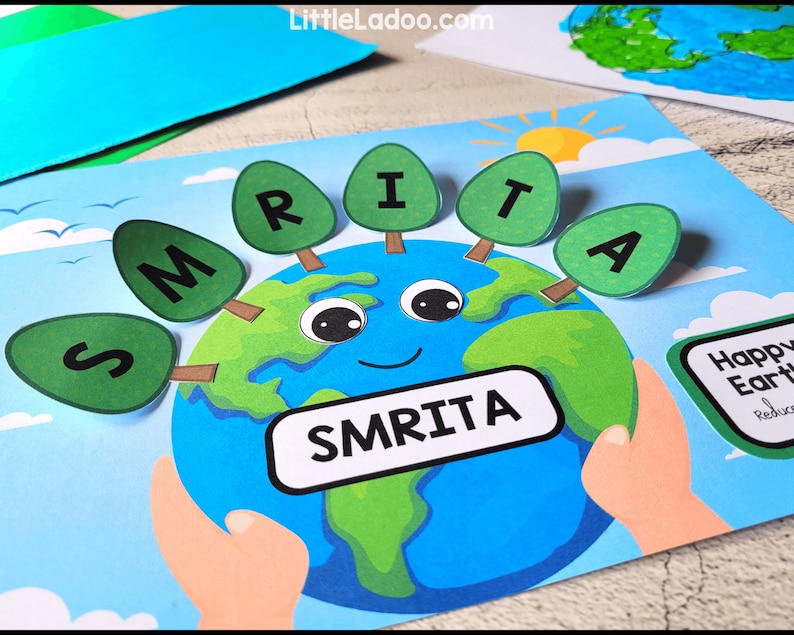 Earth Day Name Craft - Editable Printable - Etsy