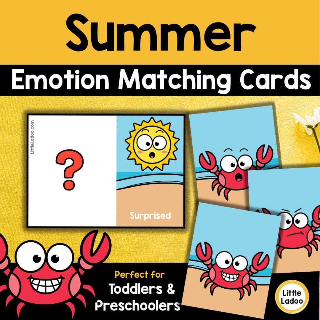 Summer Emotions Matching Cards Printable | SEL Task Box Activity for ...