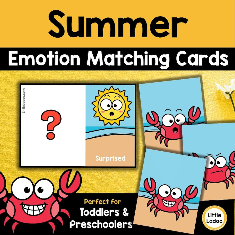 Summer Emotions Matching Cards Printable | SEL Task Box Activity for ...