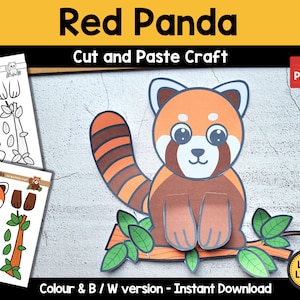 Red Panda Cut and Paste Craft Template Printable - Etsy