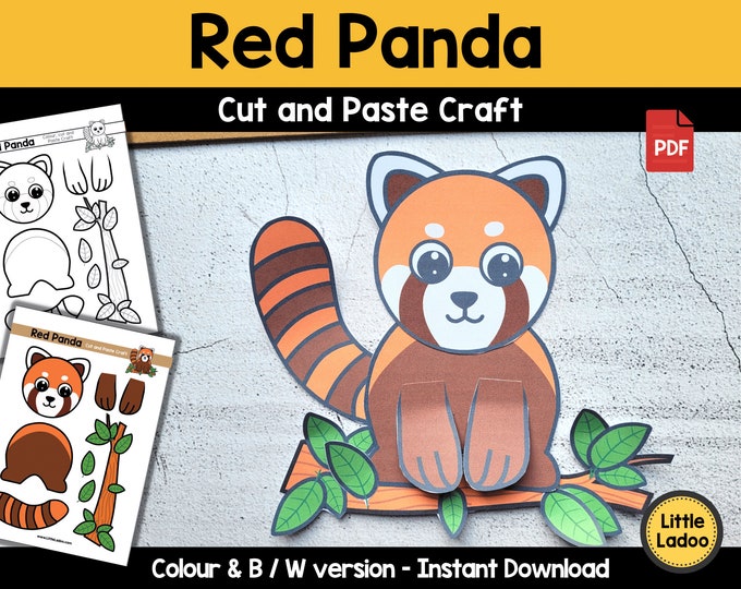 Red Panda Paper Craft Printable Asian Animal Finger Puppet Kids Craft ...