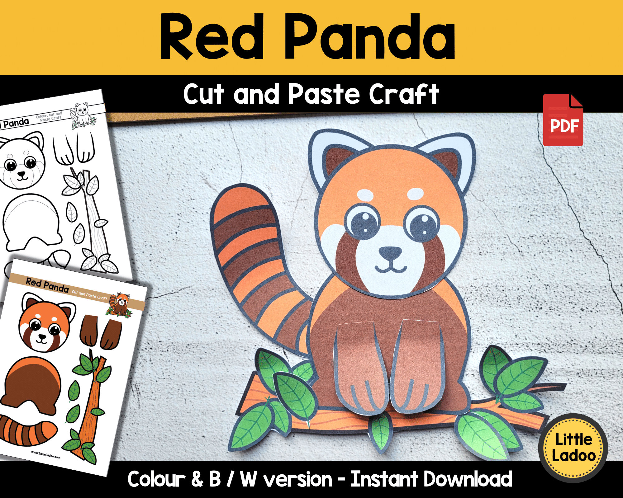 Red Panda Cut and Paste Craft Template Printable - Etsy