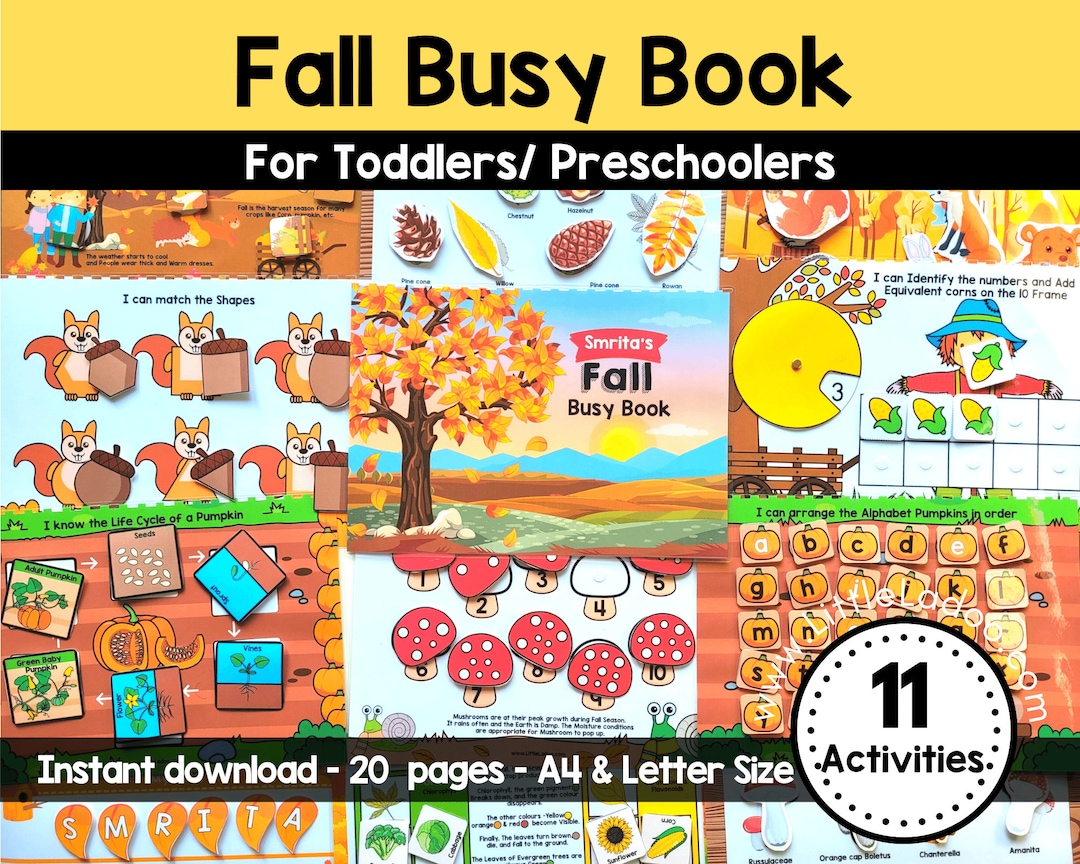 Fall Busy Book Printable, Learning Binder, Fall Activities Learning ...