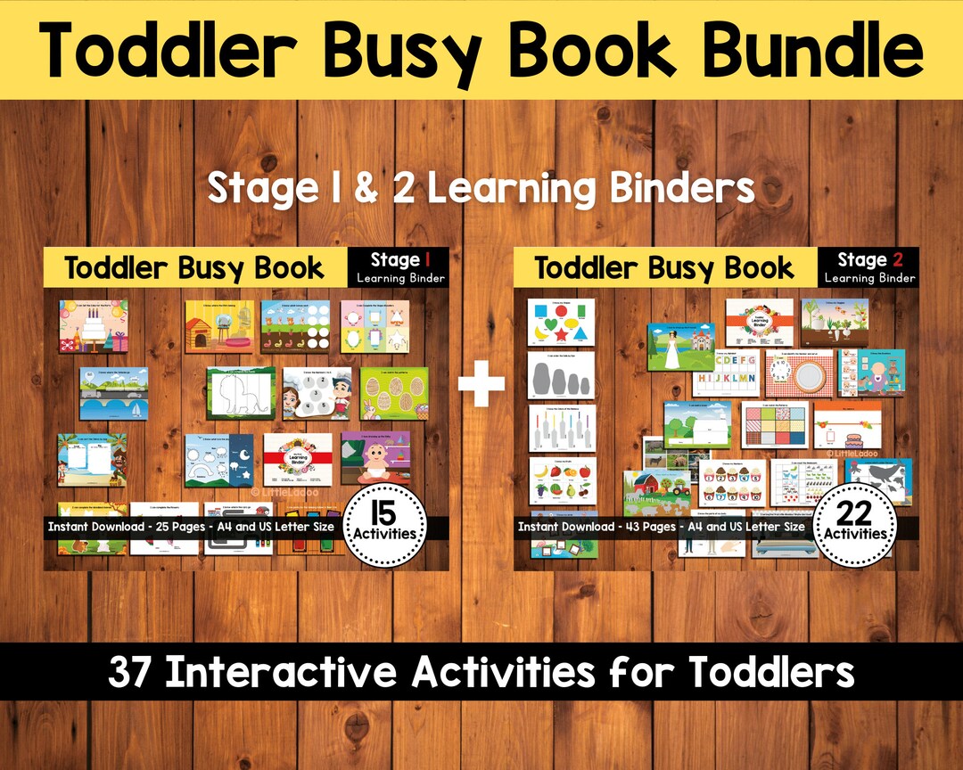 Toddler Busy Book Bundle, Toddler Learning Binder Printable { Stage 1 ...