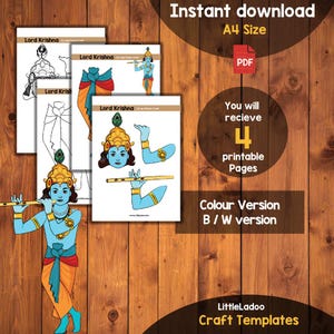 Lord Krishna Cut and Paste Craft Template Printable - Etsy
