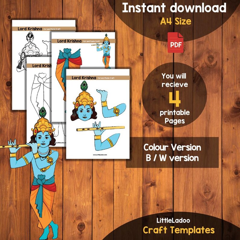 Lord Krishna Cut and Paste Craft Template Printable - Etsy