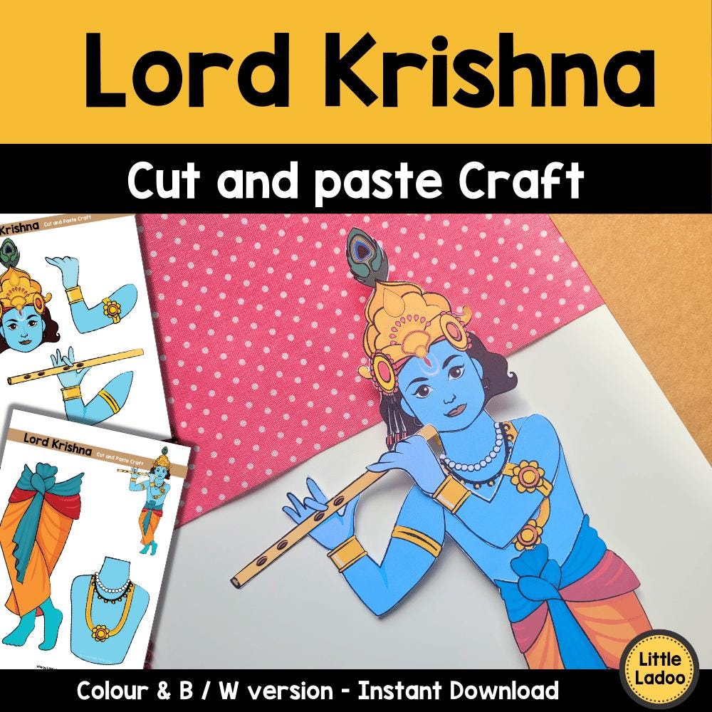Lord Krishna Cut and Paste Craft Template Printable - Etsy