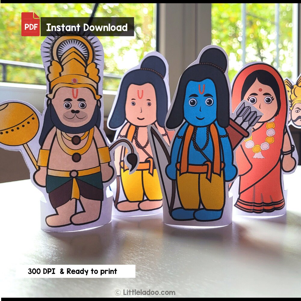Ramayana Printable Puppets, Ramayana 3D Craft Template, Ramayana ...